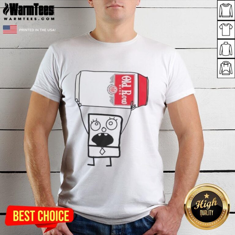 Funny Doodlebob Holding Old Row Beer Can T-Shirt - StoreTee