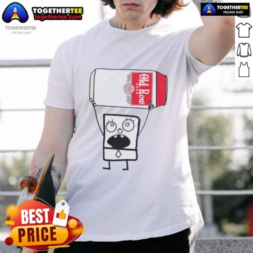 Top Doodlebob Holding Old Row Beer Can T-Shirt - StoreTee